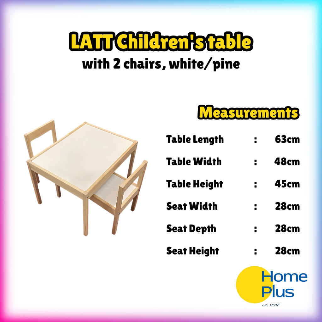 HomePlus🛋️ IKEA LATT Children's table with 2 chairs, white/pine ...
