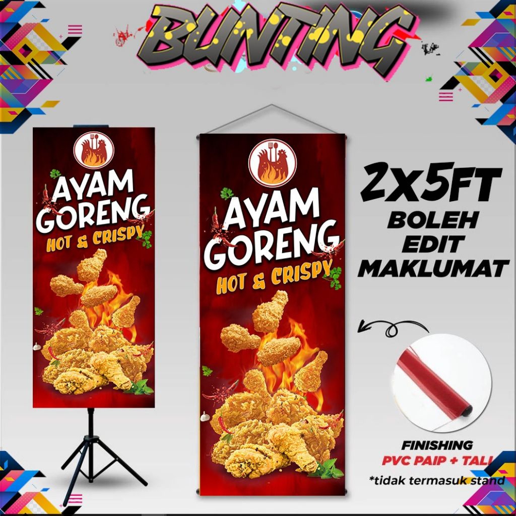 bunting ayam goreng 2x5 | Shopee Malaysia