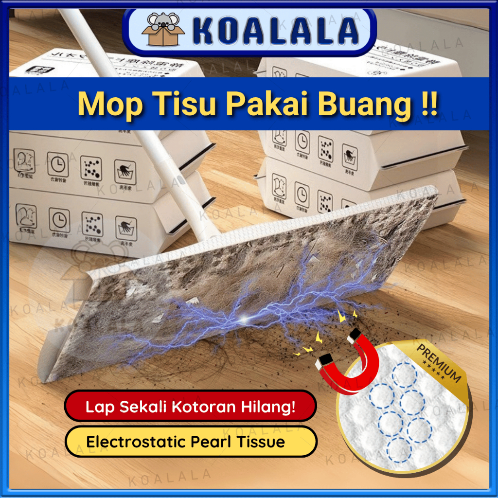 Electrostatic Flat Mop Tisu Pengelap Lantai Mop Tisu Dust Removal Paper ...