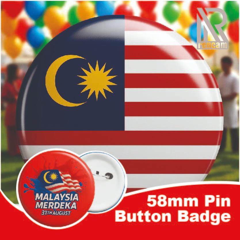 Button Badge Merdeka and Malaysia State Flags 58mm. Button Badge ...