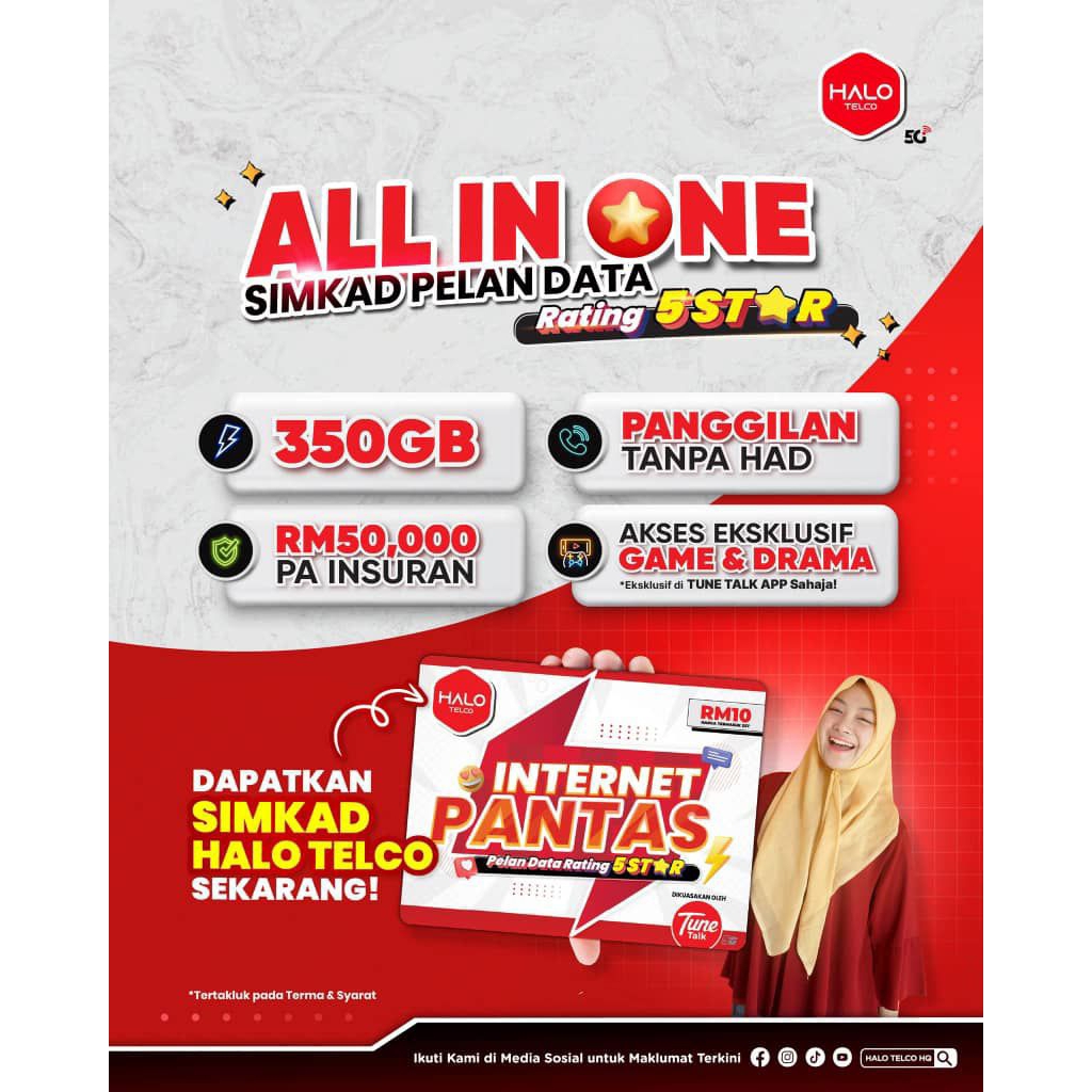 SIMKAD HaloTelco TuneTalk Full Hotspot 5G Highspeed Uncapped Speed ...