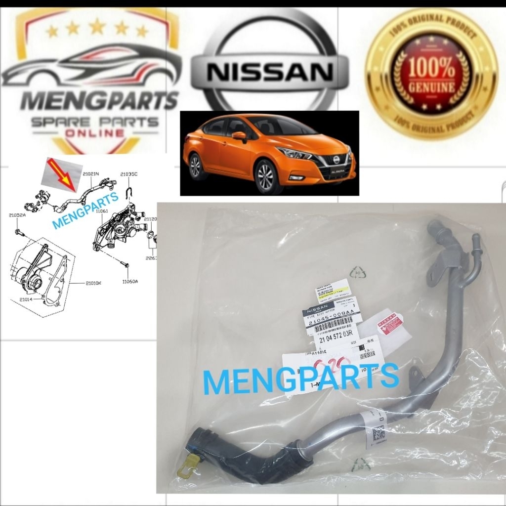 ORIGINAL NISSAN ALMERA N18 1.0 TURBO WATER PUMP PIPE PAIP BESI WATER PUMP 21045-00QAA | Shopee ...