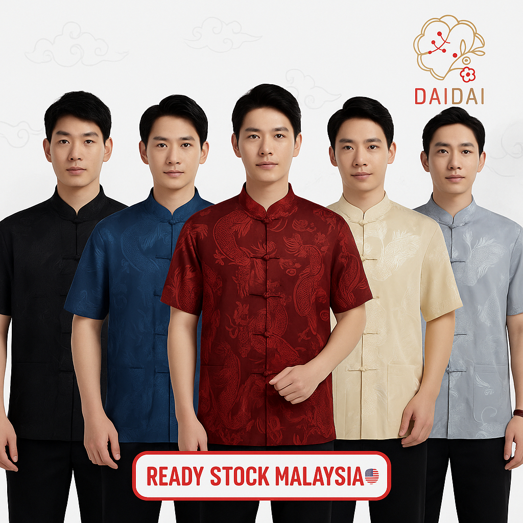 daidai (Ready Stock) 唐装男短袖汉服 Men Samfu Traditional Short Sleeve Cina ...