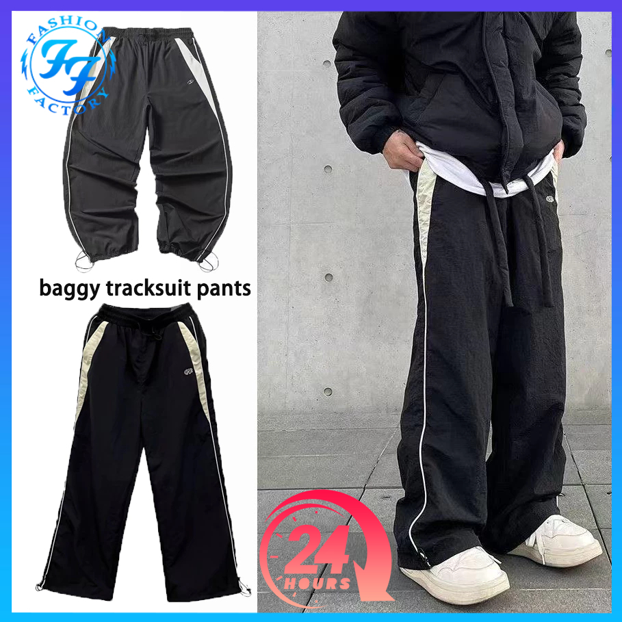 💥(MY STOCK) Seluar kasual Amerika seluar sukan longgar hitam seluar ...