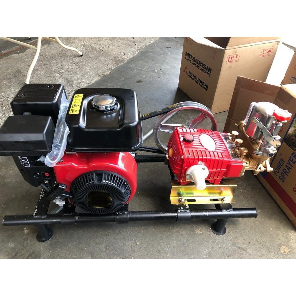 MEIKI POWER / MITSUBISHI Gasoline Engine GB18B c/w Plunger Sprayer Pump ...