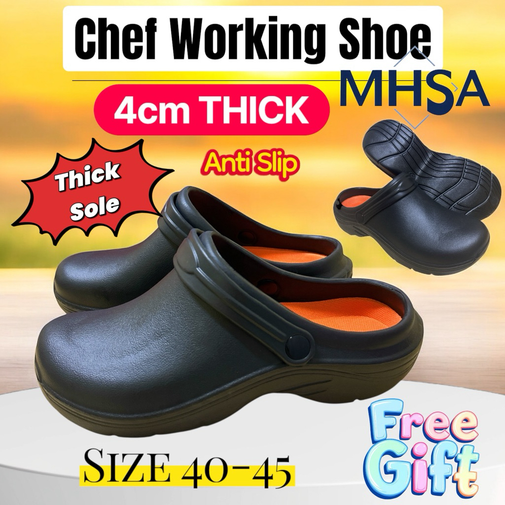 CHEF KITCHEN Lelaki Kerja Selipar DAPUR Kasut Anti Slip Murah KITCHEN ...