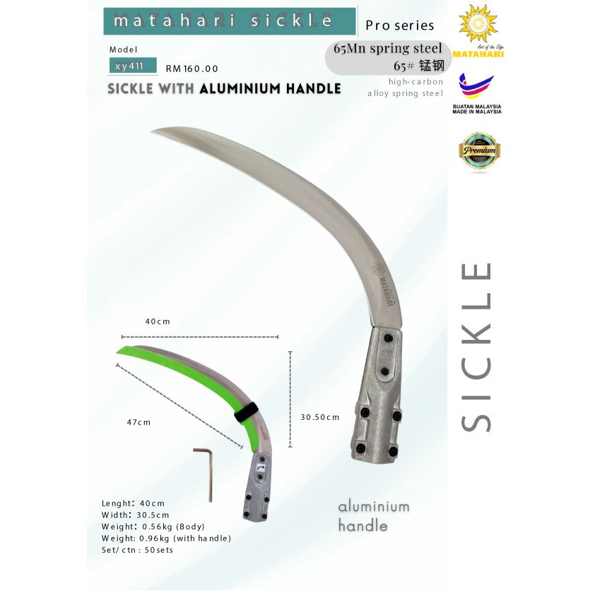 Matahari-Sickle Aluminium Holder-Spring Steel (Pisau Kelapa Sawit ...