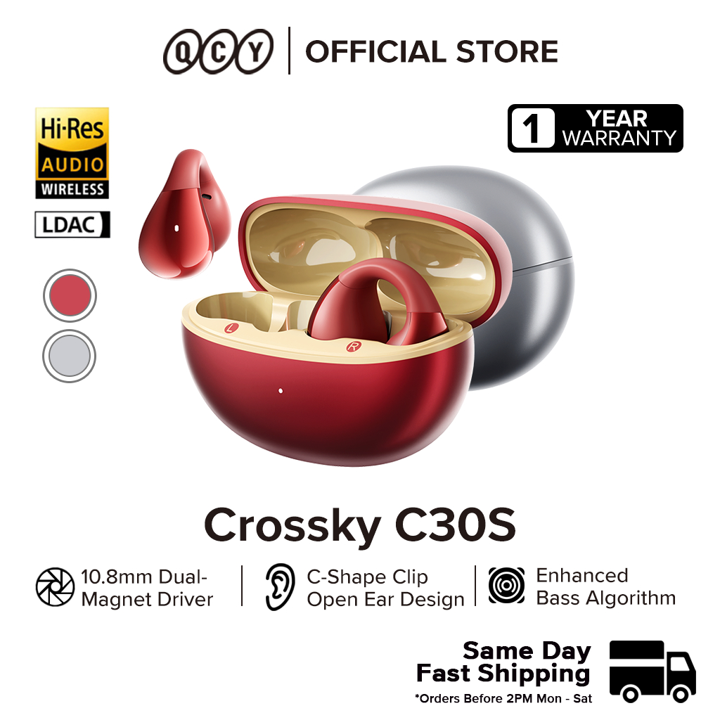 QCY Crossky C30S Ear-Clip Hi-Res LDAC Earbuds | BT6.0 | 10.8mm Dual ...