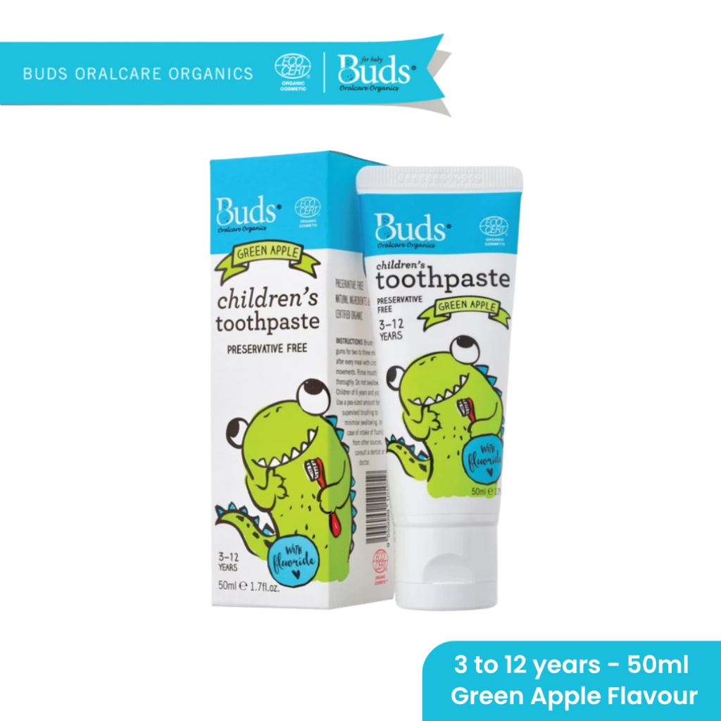 BUDS ORALCARE ORGANICS CHILDRENS TOOTHPASTE WITH FLUORIDE - GREEN APPLE ...