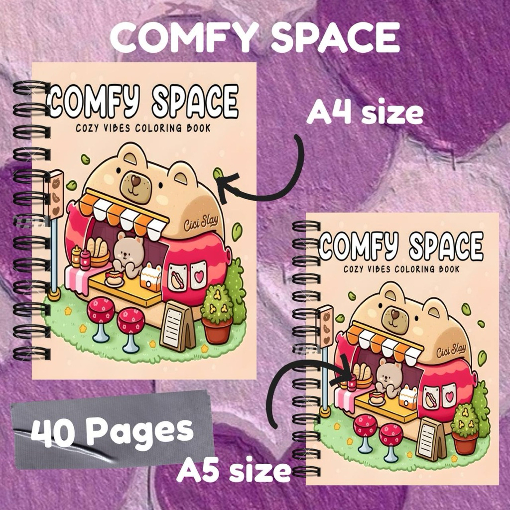 Comfy space Coloring book loose paper a cute and cozy coloring book 40 ...