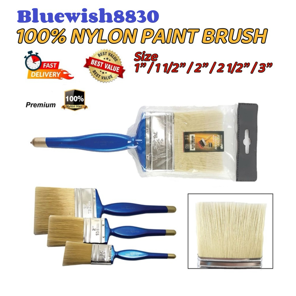 Berus Cat 100% Nylon Paint Brush Halal (1”-3” Inch) Painting Brush ...
