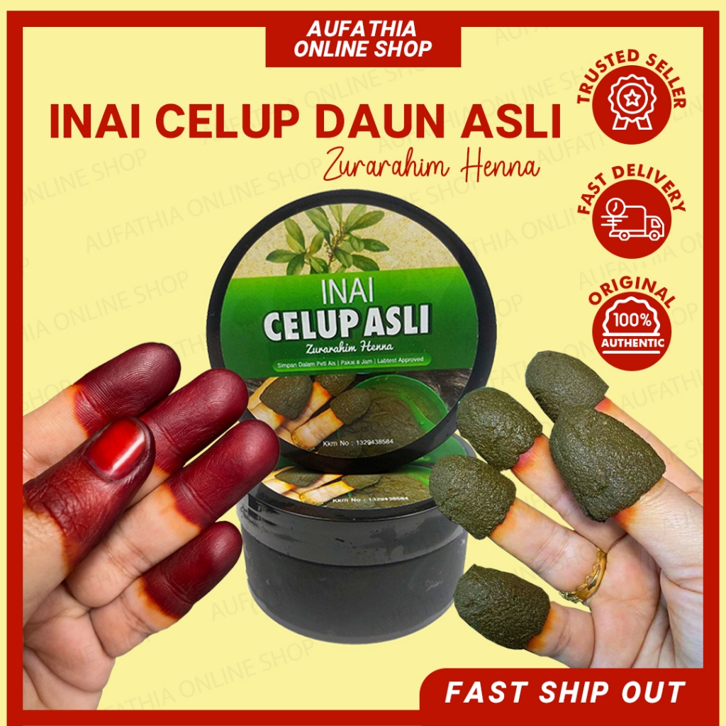 Inai Daun Asli Merah Kuku Tahan Lama Halal Sah Solat Zurarahim Henna ...