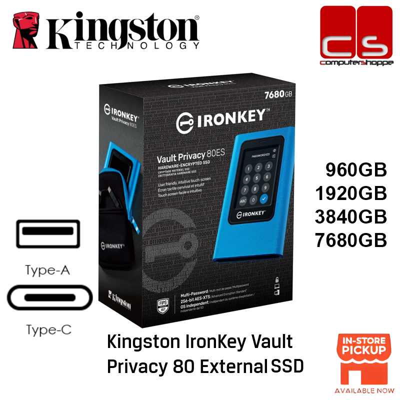 Kingston IronKey Vault Privacy 80 External SSD TYPE-C/TYPE-A (960GB ...