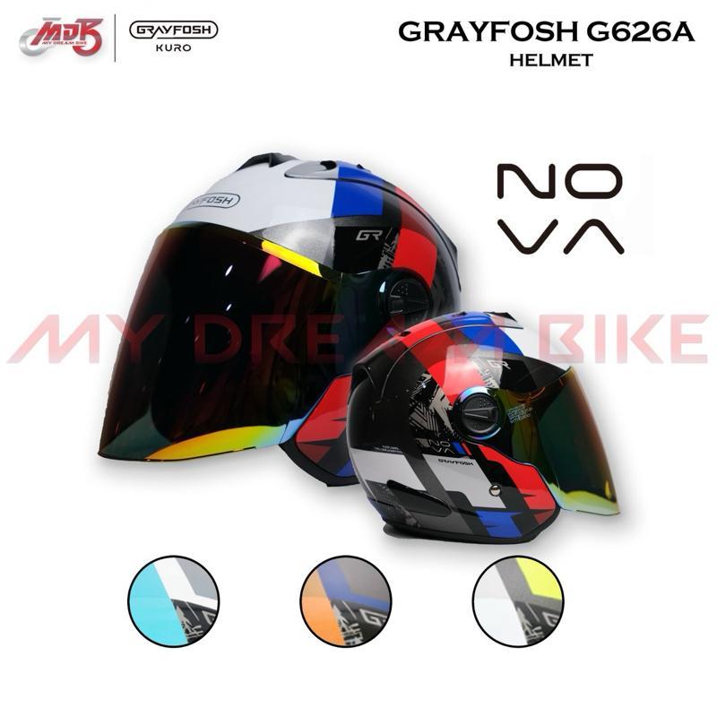 HELMET GRAYFOSH KURO G626A Open Face with Tinted Visor (100% ORIGINAL ...