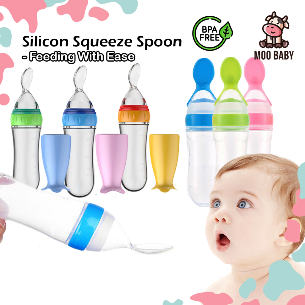🐮Moo Baby Sudu Makan baby Silicon Spoon Baby Feeding Spoon Baby Spoon ...