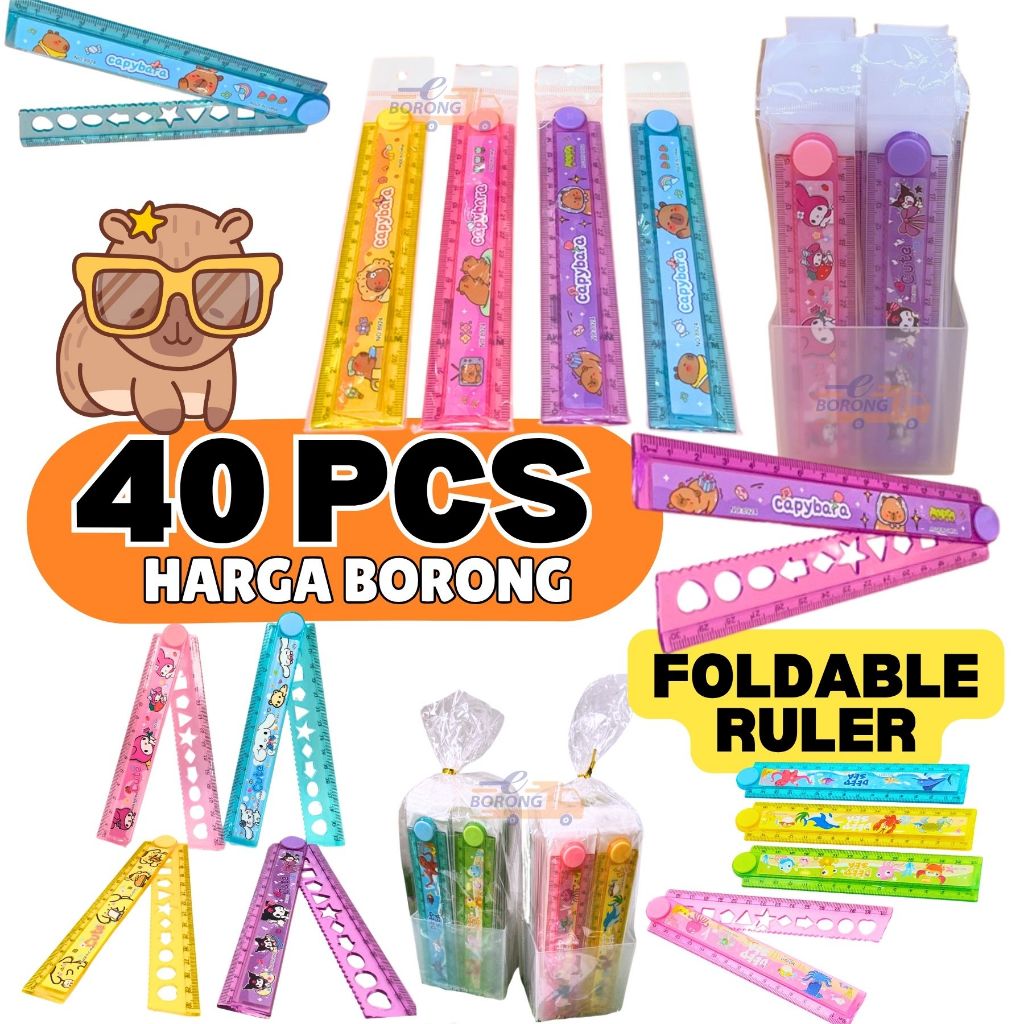 BORONG【40 pcs】CAPYBARA Foldable Ruler Kid Cute Stationery Pembaris ...