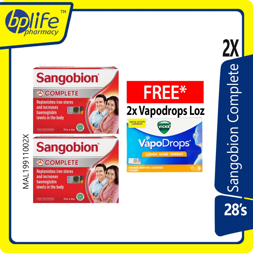 Sangobion Value Pack 2x28s FOC 2 boxes of Vicks Vapodrops Loz 12s ...