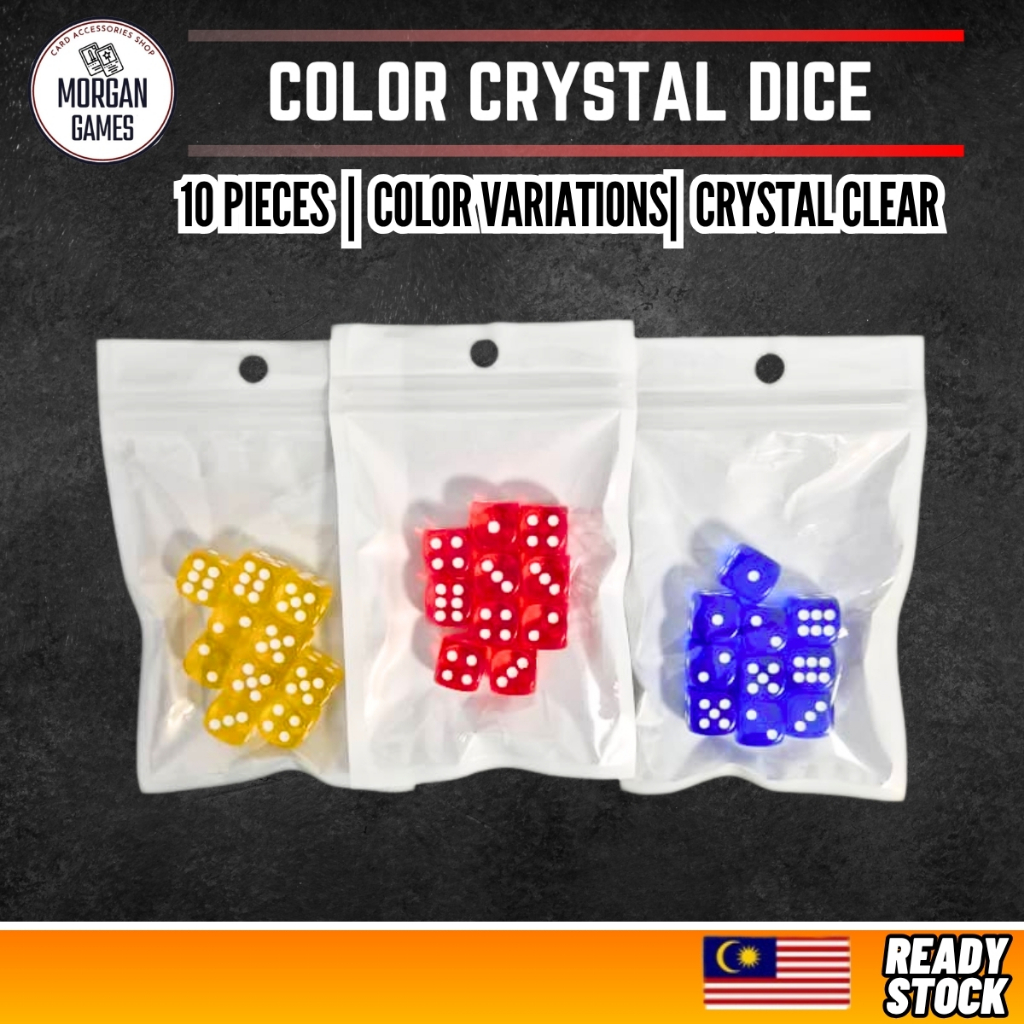 【Morgan Games】[Ready Stock] 10 Pieces Crystal Color Dice for TCG Card ...