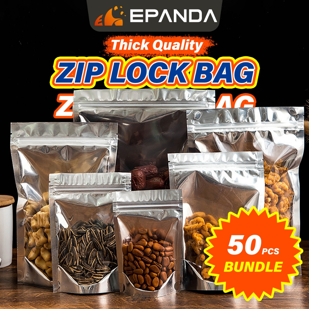 50pcs Aluminium Zip Lock Food Bag Plastic With Window Beg Zip Plastik ...