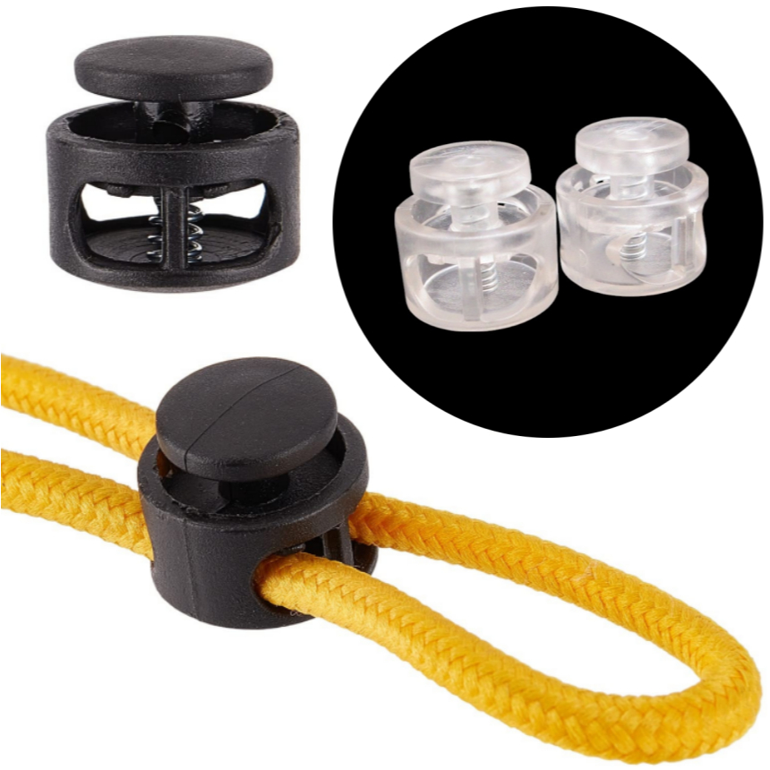 Plastic Spring Toggles String Cord Paracord Flat Round Stopper Double 2 ...