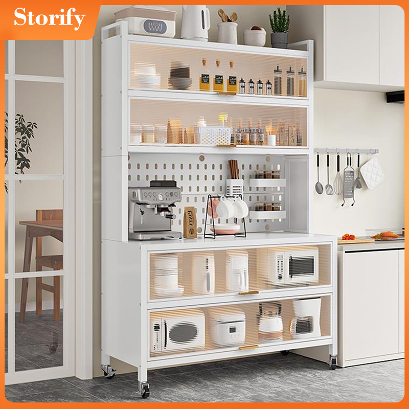 Kitchen Cabinet Kitchen Storage Racks Shelf With Wheels Microwave Oven ...