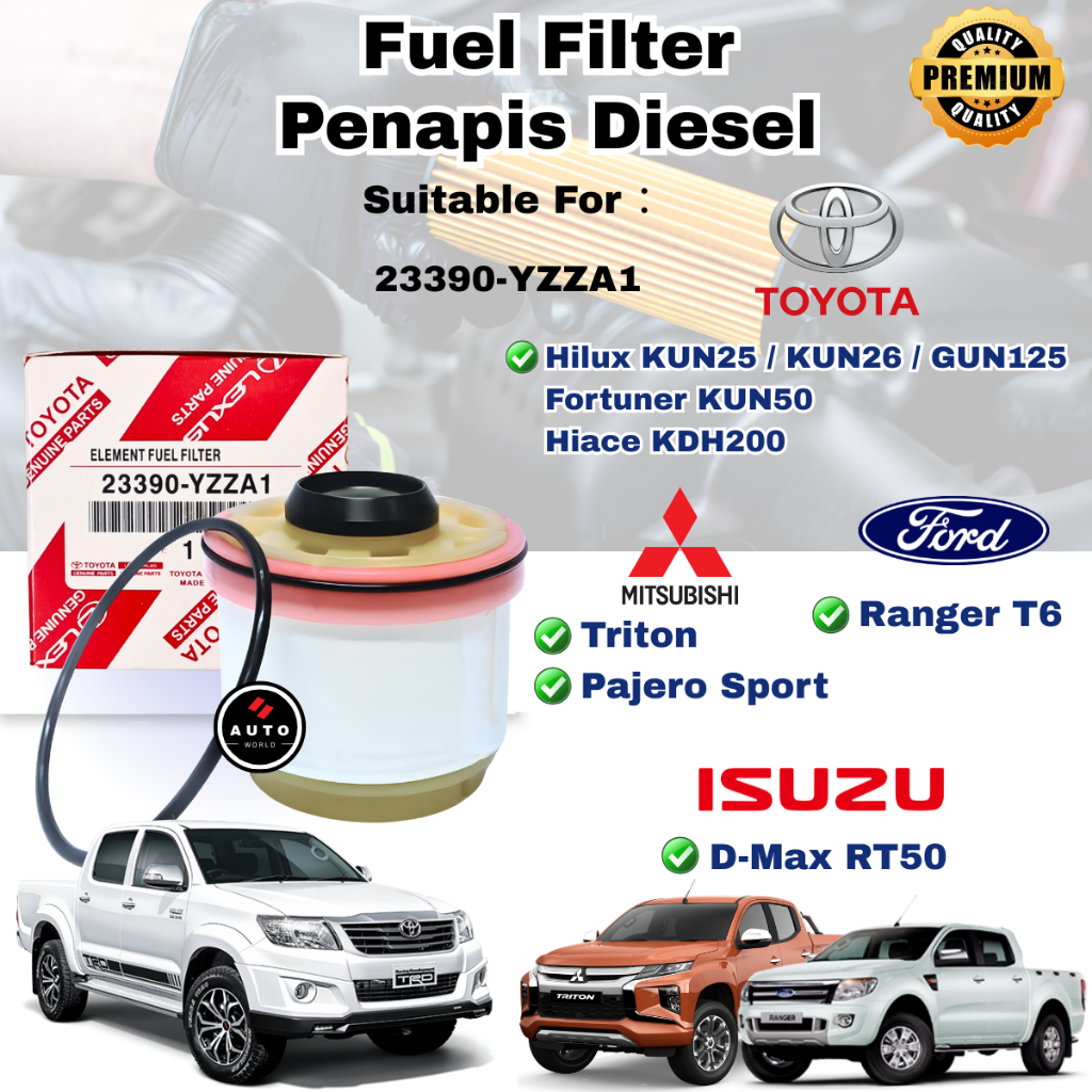 DIESEL FUEL FILTER TOYOTA HILUX VIGO, HIACE KDH200 Revo GUN125 Fortuner ...