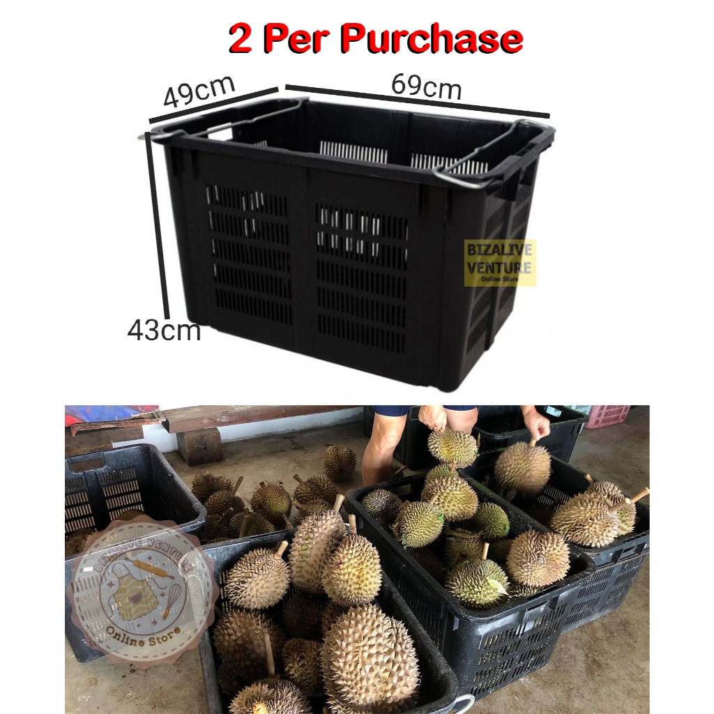 (2 Units) Heavy Duty Black Basket | Industrial Basket | Durian Basket ...