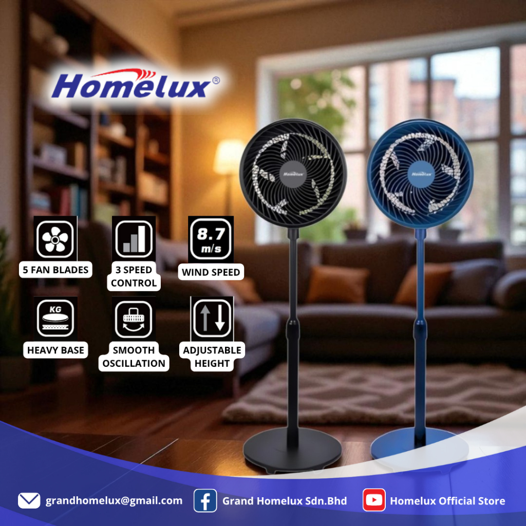 HOMELUX 2 IN 1 STAND FAN 12" ADJUSTABLE STAND FAN HSF-112PW KIPAS ...