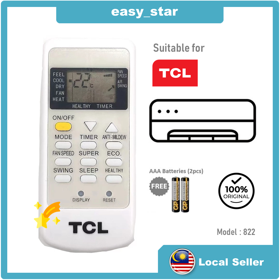 Original TCL Air Cond Aircond Air Conditioner Remote Control (TCL822 ...