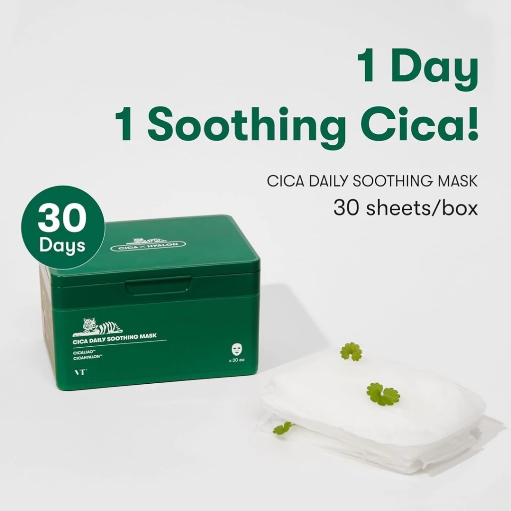 VT CICA Daily Soothing Mask Quick Soothing 30ea Acne care Centella Asiatica Facial Mask (Cica ...
