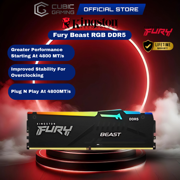 Kingston Fury Beast RGB DDR5 5200Mhz / 5600Mhz / 6000MHz Desktop PC Gaming Memory RAM (64GB ...