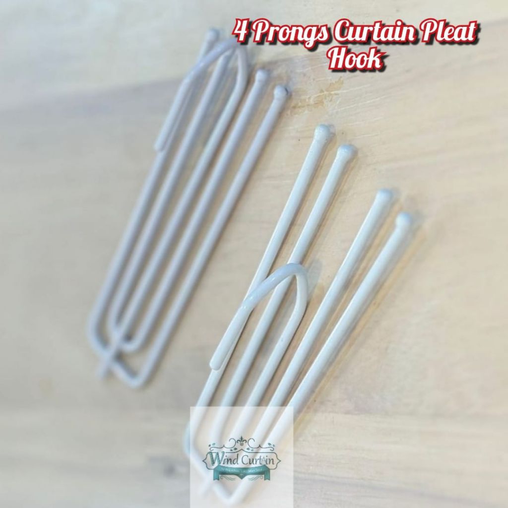 12pcs 4 Prongs White Curtain Pleat Hook,S Hook & L Hook,Cangkuk Langsir ...