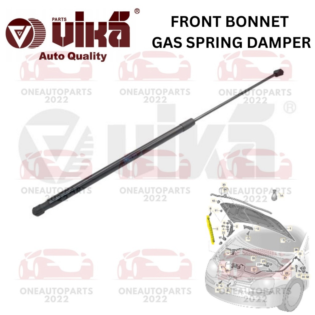 VIKA FRONT BONNET GAS SPRING DAMPER 1pc VW GOLF mk5 2.0GTi R32 3.2 ...
