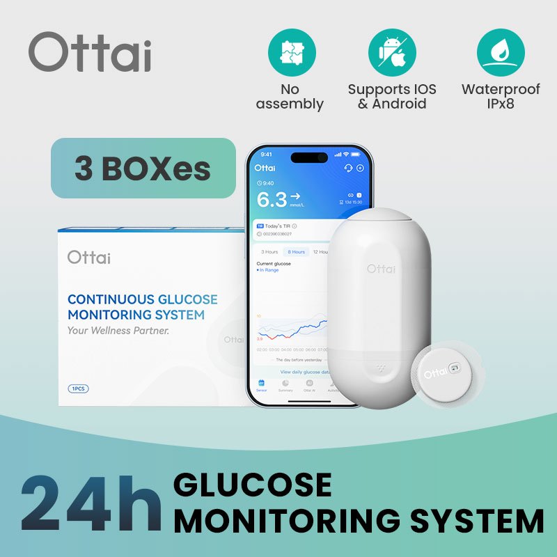 3 Pcs Ottai CGM Continuous Glucose Monitoring System No scanning/No ...