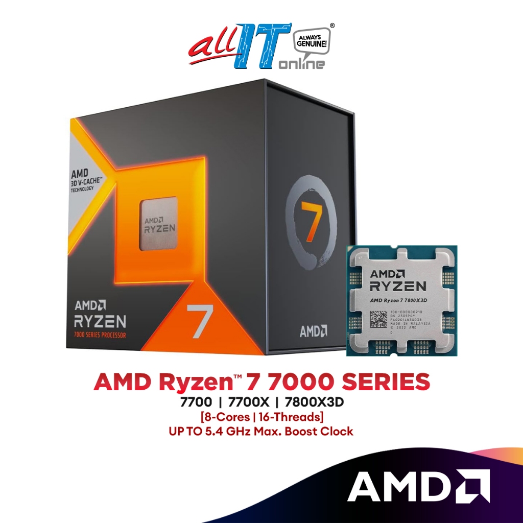 AMD Ryzen 7 7800X3D / 7700 / 7700X AM5 Gaming Processor (8-Cores/16-Threads) | AMD Ryzen™ 7 7000 ...