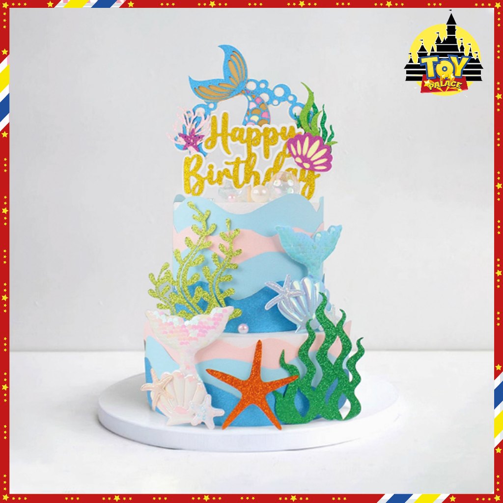 High-quality Ocean Cake Decoration Seaweed Shell Mermaid Birthday Cake ...