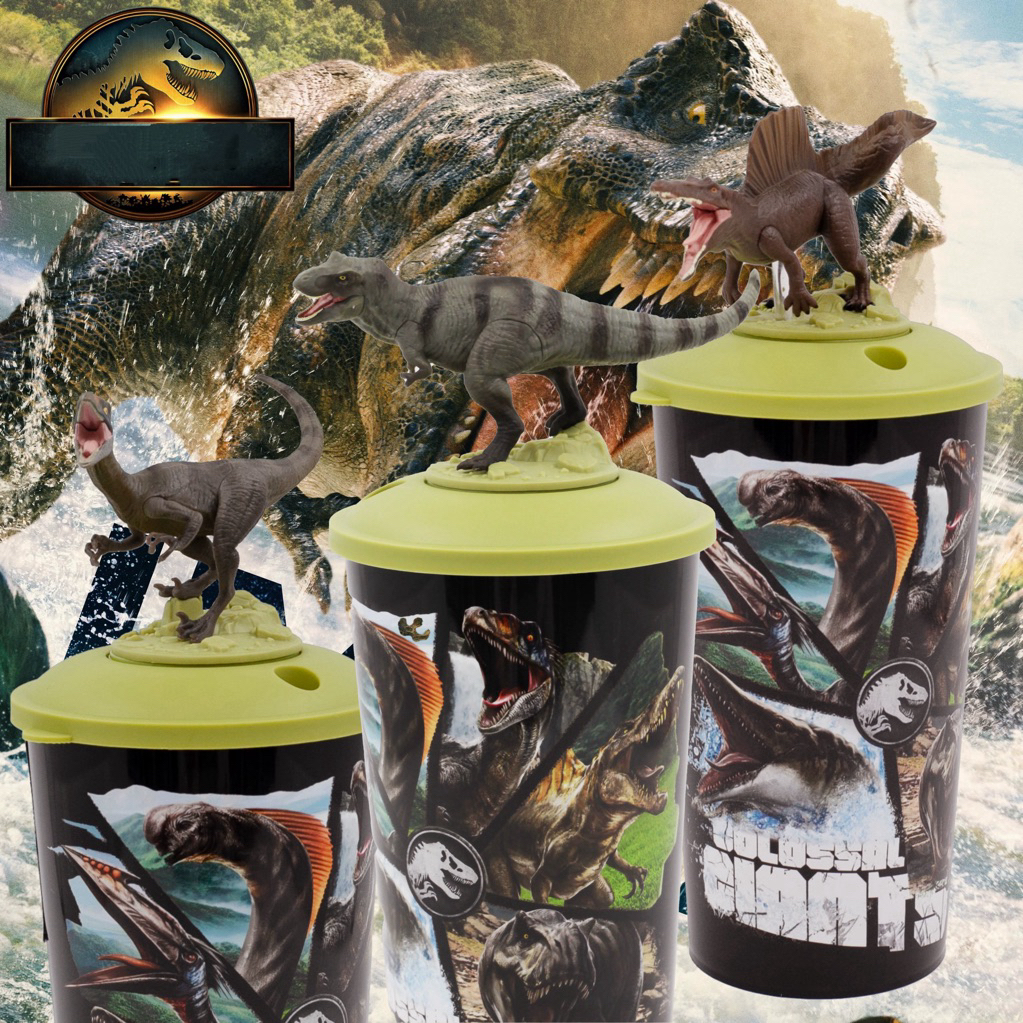 BEKAS CAWAN Jurassic World Rebirth tumbler cup popcorn bucket figure ...