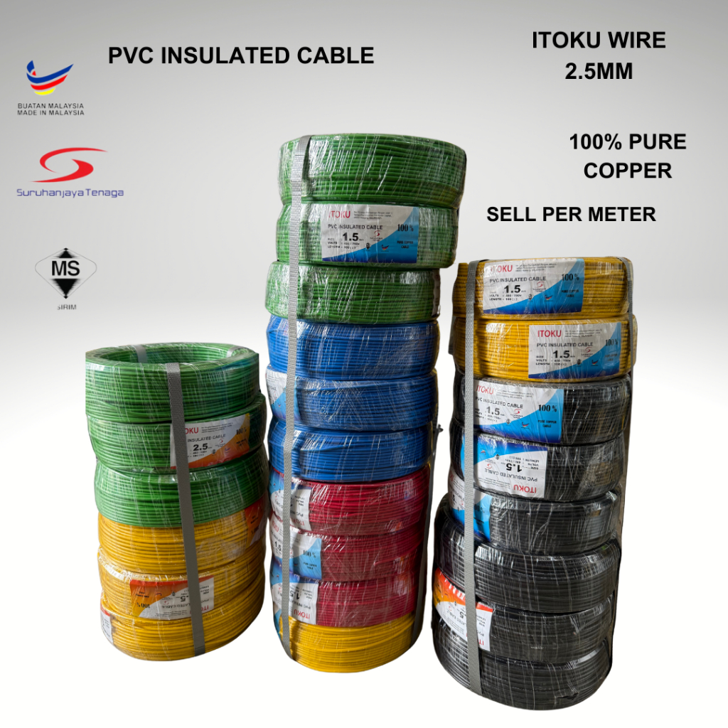 [PER METER] 2.5MM WIRE ITOKU / WAYAR 2.5MM S/L / PVC INSULATED CABLE ...