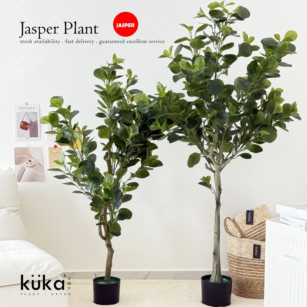 Artificial Jade Plant Large Greenery｜Tall Floor Potted Plant for Living ...