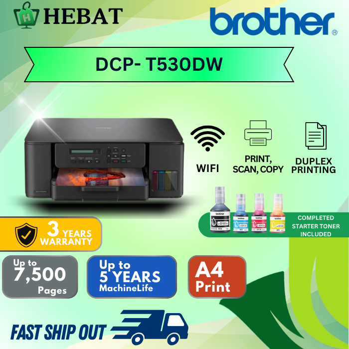 Brother DCP-T530DW Duplex Wifi Print Scan Copy / BT100 Ink set T530 ...