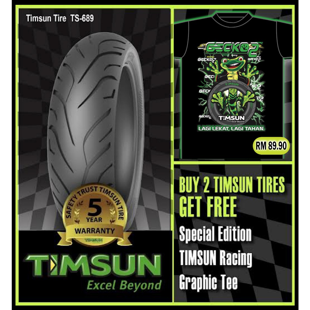 Timsun TS 689 High Grip Street Racing (BUY 2 FREE 1 TSHIRT & HANDSLEEVE) 13,14,15 INCH (SCOOTER ...
