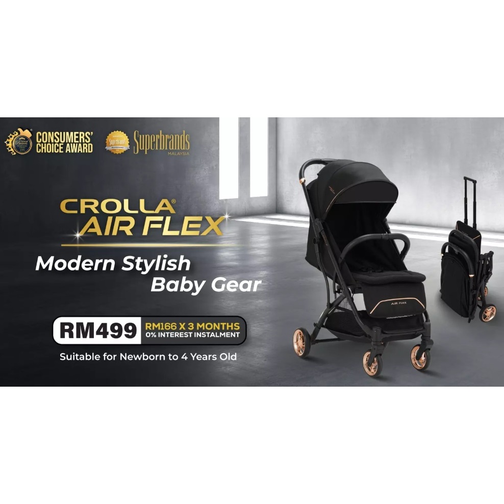 Crolla Air Flex Easy Fold - Gold Stroller | Shopee Malaysia