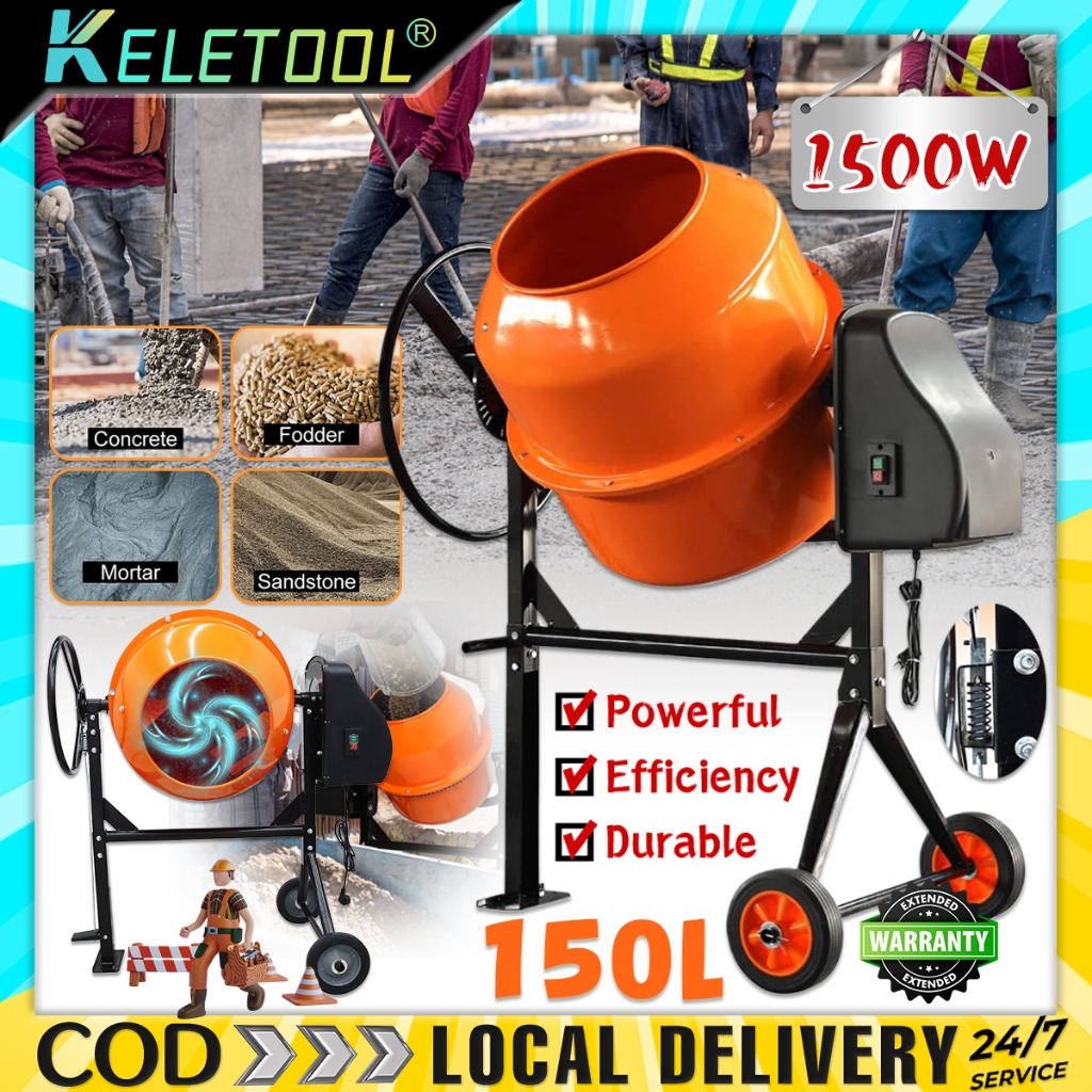 1500W Electric Concrete Mixer Cement Mixer Heavy Duty Mesin Bancuh ...