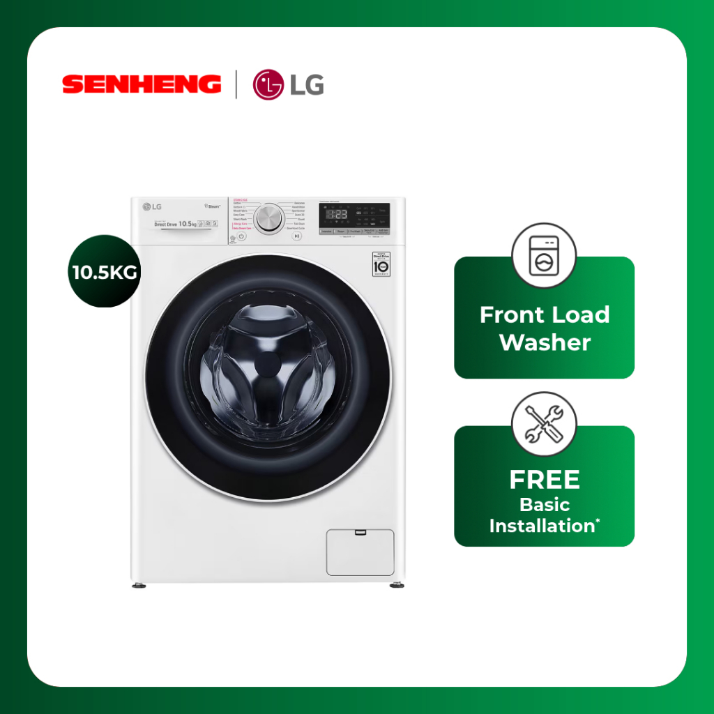 LG 10.5kg Front Load Washer / Washing Machine / Mesin Basuh with AI ...