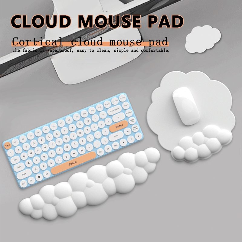 Ergonomic Cloud Gaming Mouse Pad with Wrist Rest Memory Foam Waterproof ...