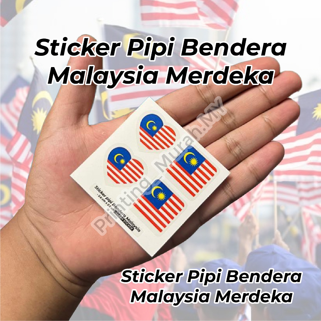 Sticker Pipi Bendera Malaysia Merdeka Bentuk Hati dan Petak ( 2pcs HATI ...