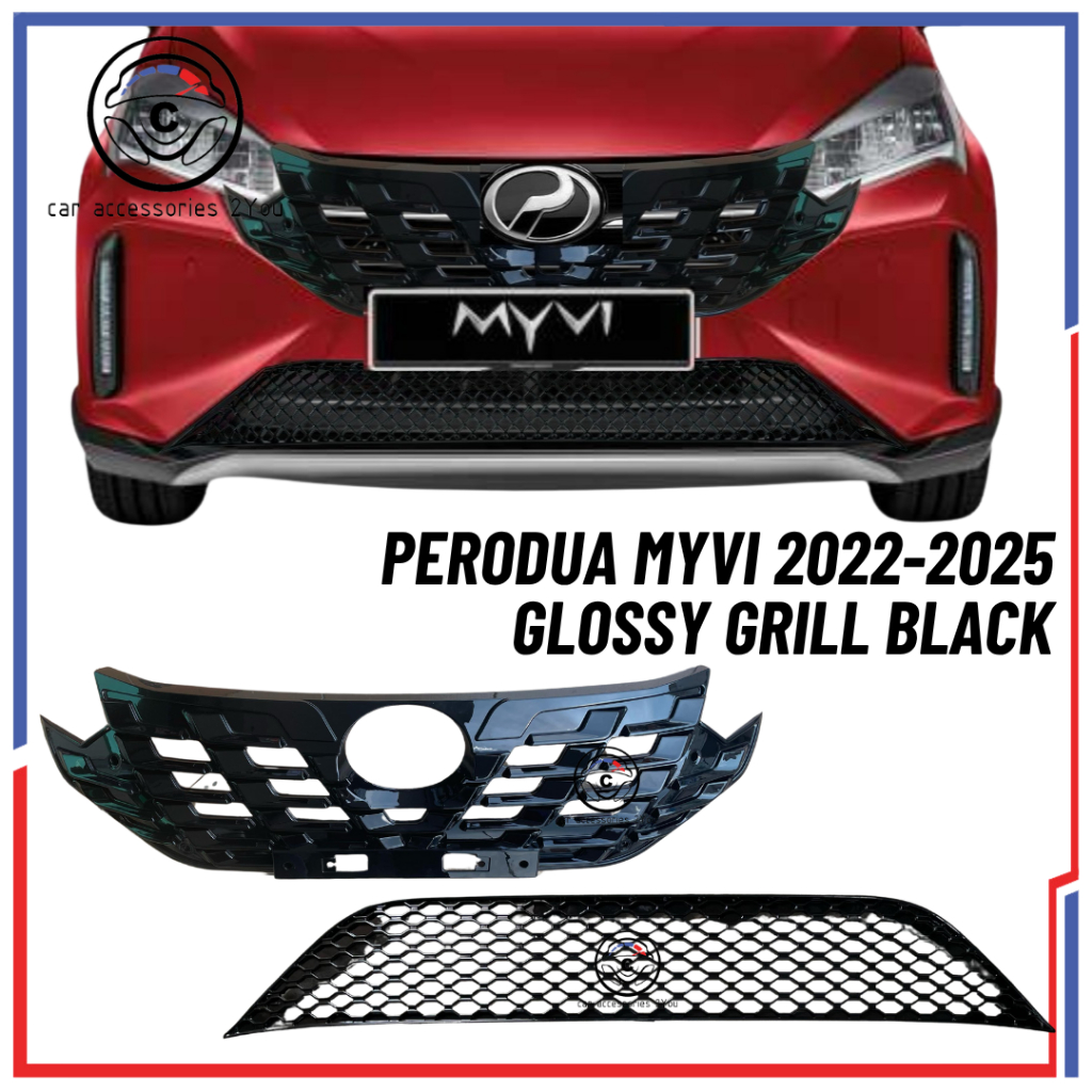 Perodua Myvi 2022 - 2025 Front Bottom Glossy Black Grilled Plug And ...
