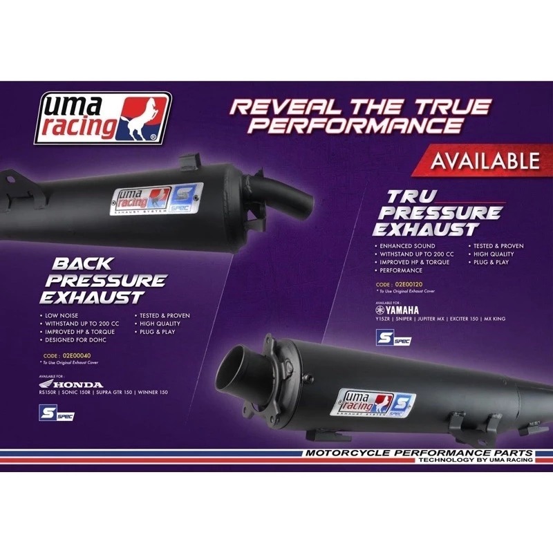 UMA RACING EXHAUST EKZOS BACK PRESSURE TRU PRESSURE YAMAHA LC135 LCV8 ...