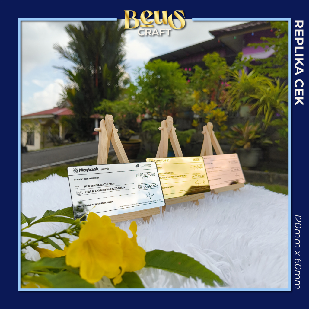 BEUS CRAFT PREMIUM REPLIKA CEK AKRILIK | MOCKUP CHEQUE | IJAB QABUL ...