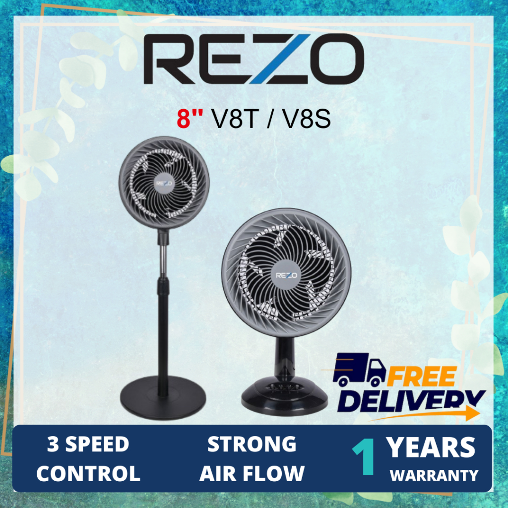 FREE SHIPPING 】 REZO 8“ Stand Fan With Strong Air Flow ( V8T TABLE FAN ...